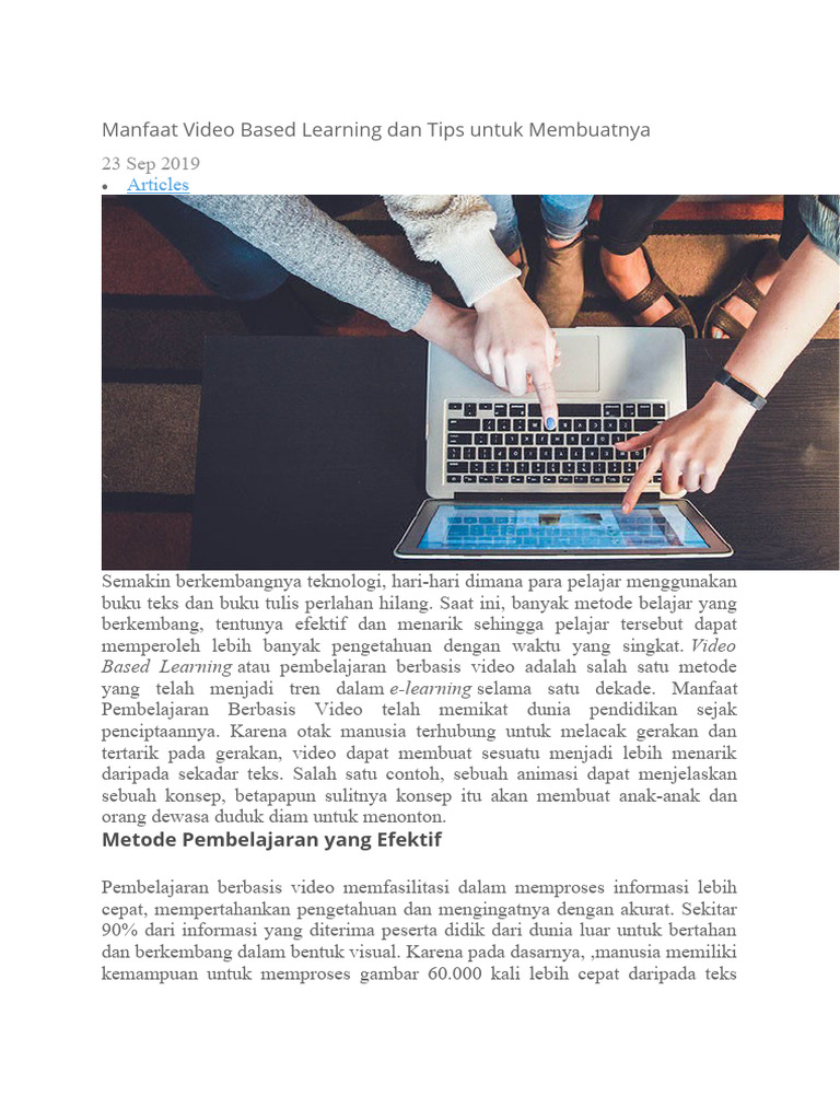 Manfaat Video Based Learning Dan Tips Untuk Membuatnya | PDF