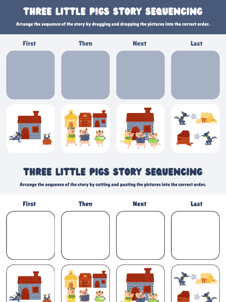 Three Little Pigs Story Sequencing Digital and Printable Worksheet in ...