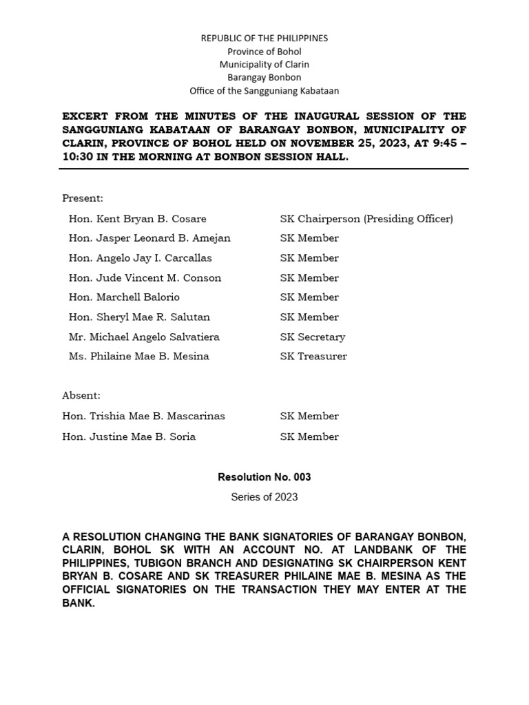 SK Bonbon Resolution No. 3 | PDF