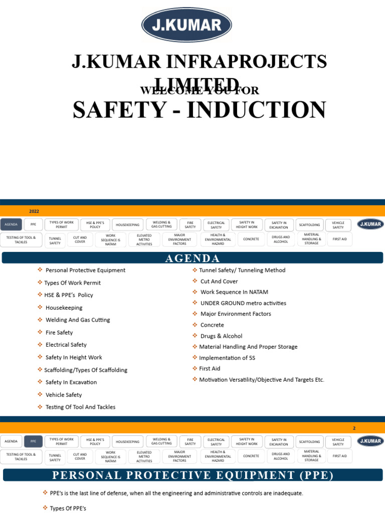 Safety Induction | PDF | Personal Protective Equipment | Tunnel