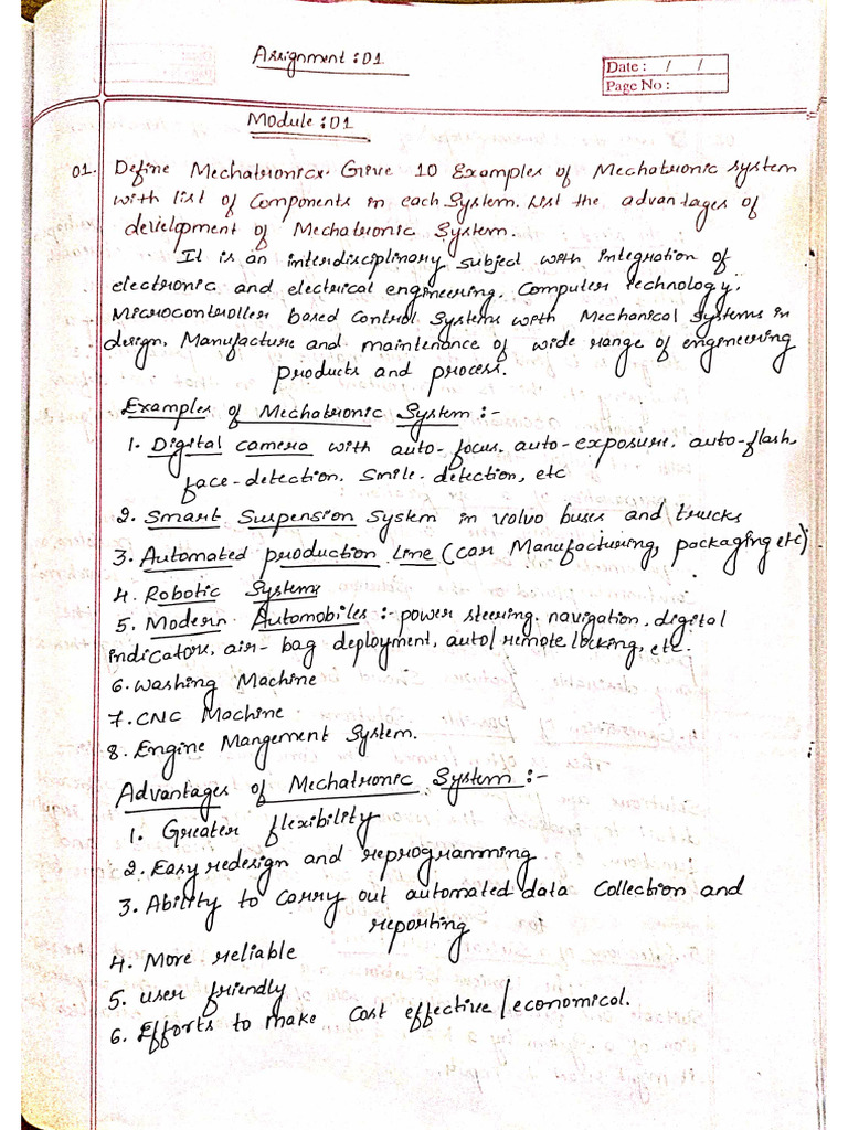 Mechatronics 1st Assignment 1st Mod | PDF