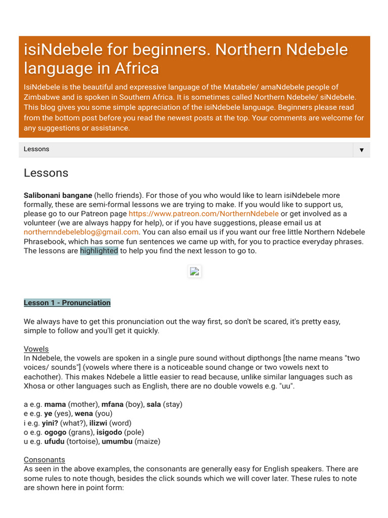 Northern Ndebele Language Libro Articles On Nguni Languages,