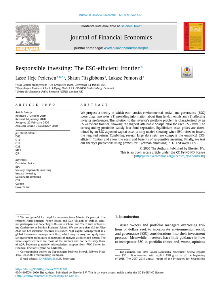 Pedersen Et Al. 2021 - Responsible Investing_ the ESG-efficient ... Pedersen Et Al. 2021 - Responsible Investing_ the ESG-efficient ...