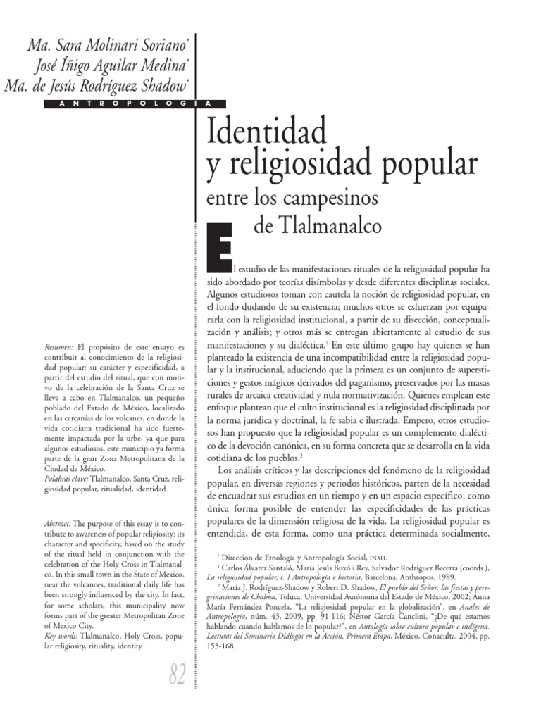 Sara Molinari, Et. Al. Identidad y Religiosidad Popular... | PDF | Rituales | Misa (liturgia)