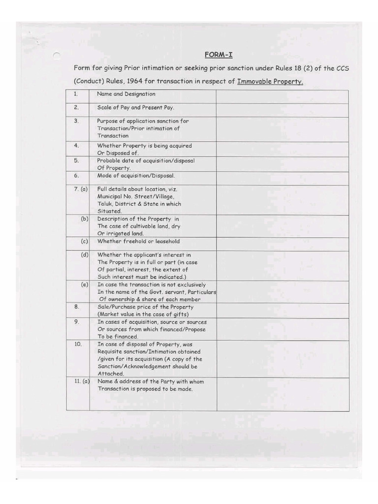 Immovable Property Form | PDF