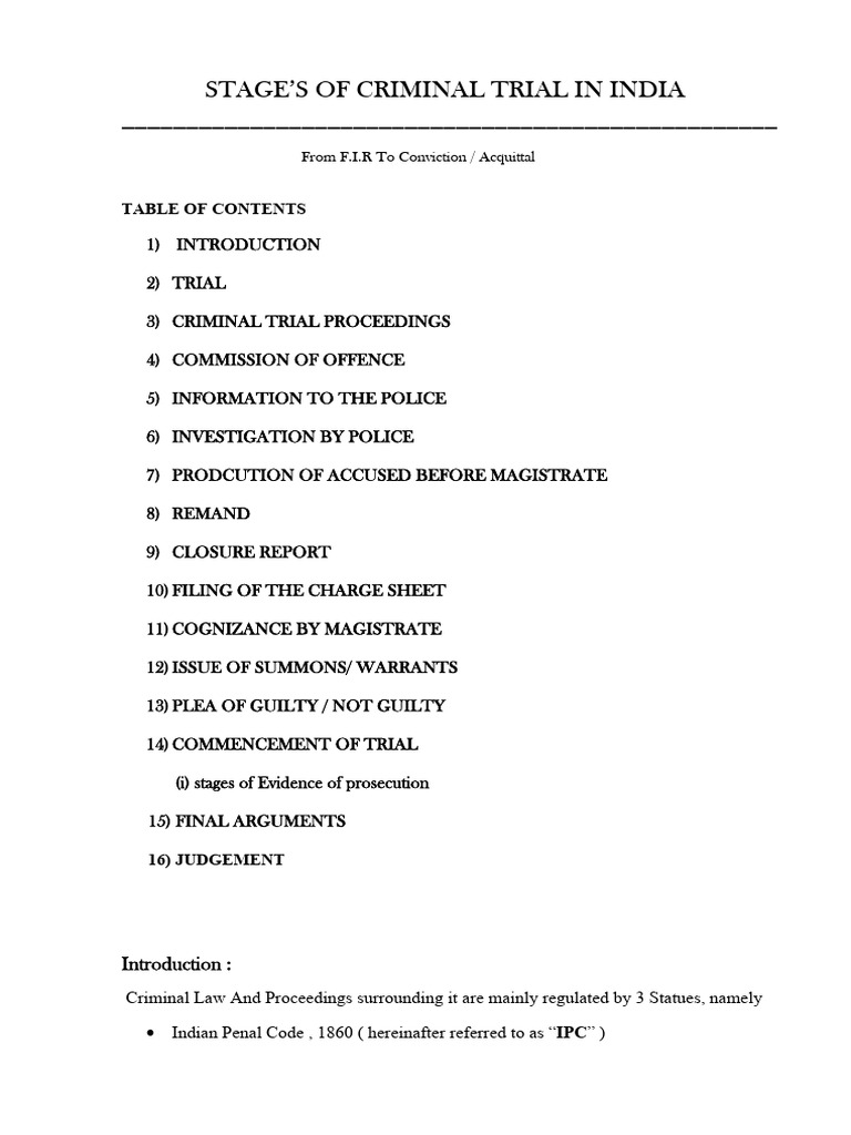 Stages of Criminal Trial in India - 6 | PDF