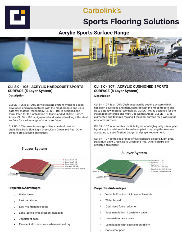 Acrylic Sports Floor Brochure | Download Free PDF | Acrylic Paint | Coating