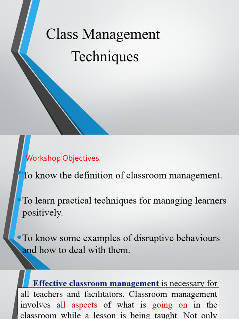 Class Management Techniques | PDF | Classroom Management | Teachers