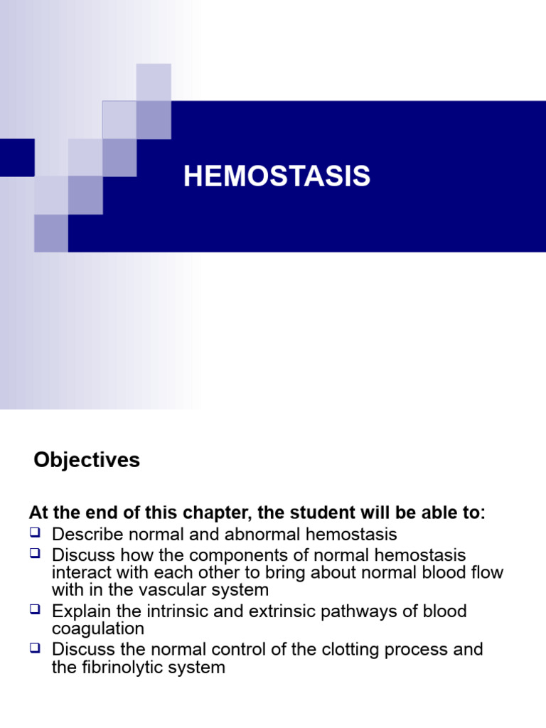Hema II Chapter 9 Hemostasis | PDF