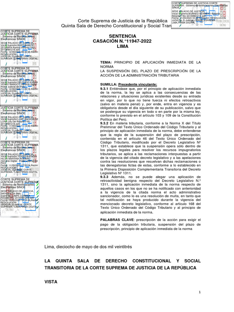 Casaci N Aplicaci N Inmediata de La Norma y Prescripci N 1694706164 | PDF