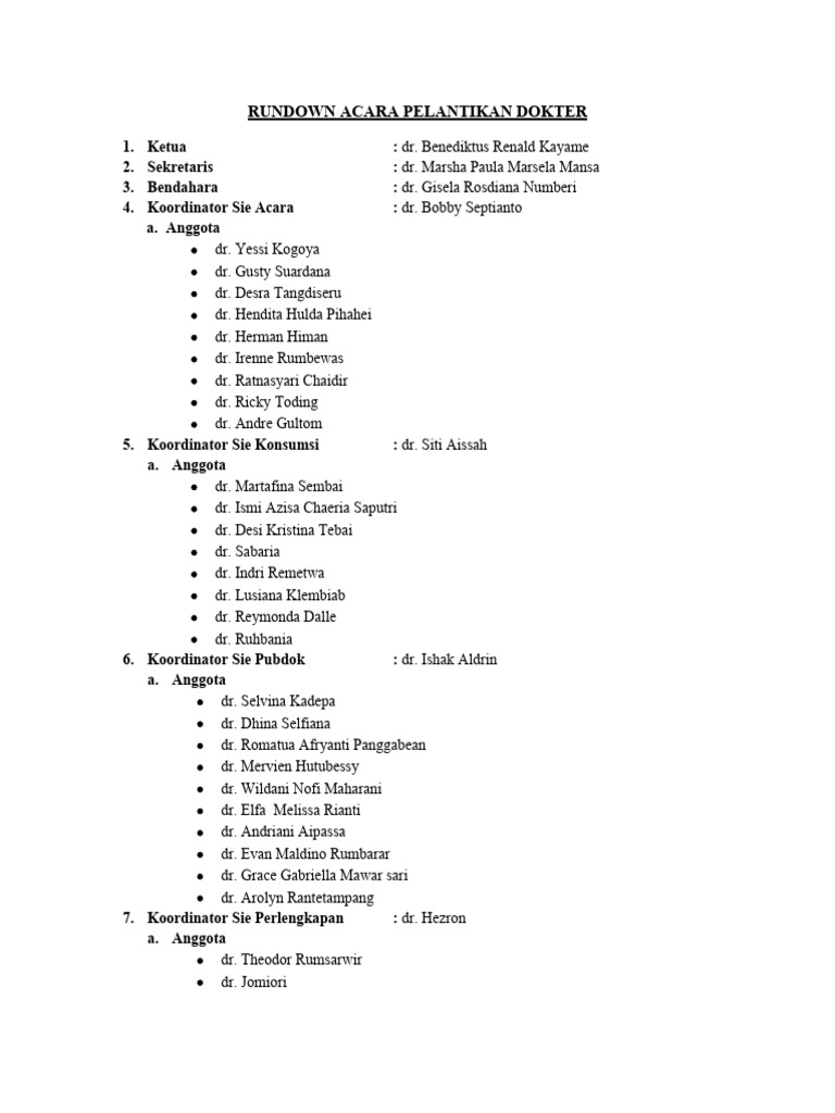 Contoh RUNDOWN ACARA PELANTIKAN | PDF Contoh RUNDOWN ACARA PELANTIKAN | PDF