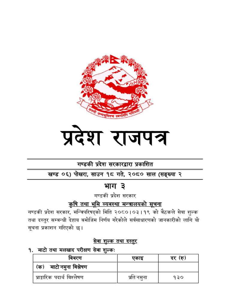 Notifice of Ministry of Agriculture Regarding Tariffs - 1691051334 | PDF