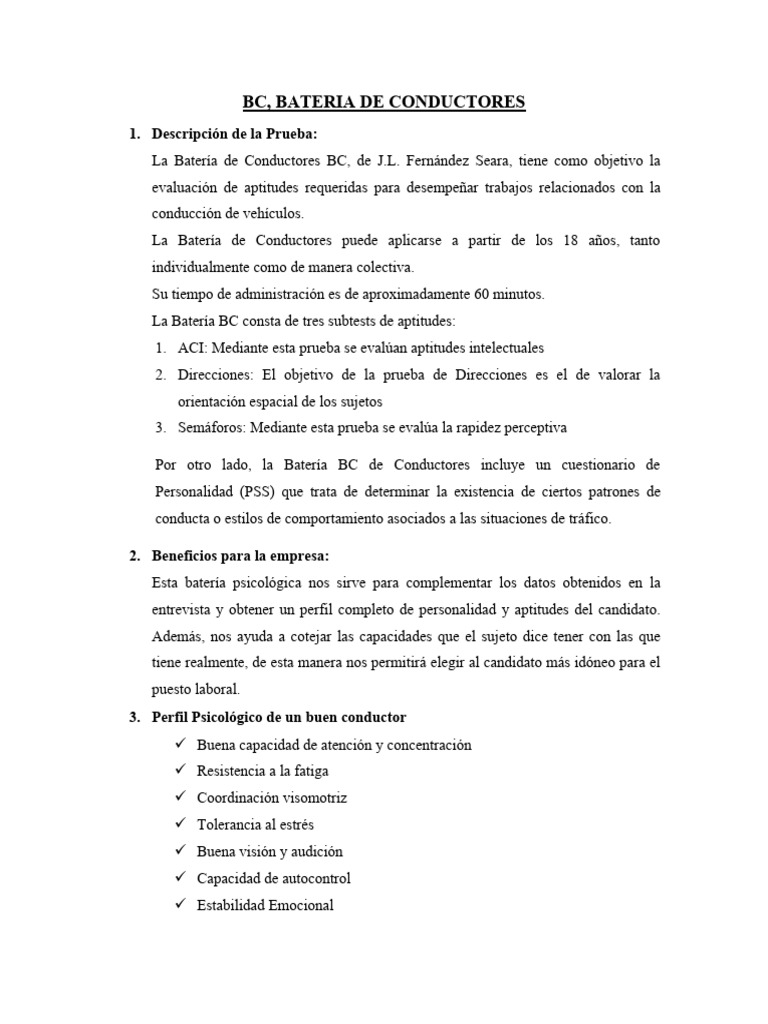 BC - Bateria para Conductores | PDF