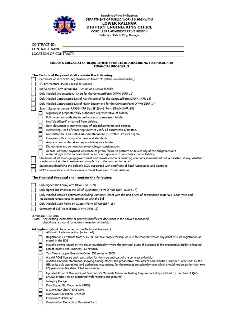 CHECKLIST INFRA - Update Nov. 22,2021 | PDF