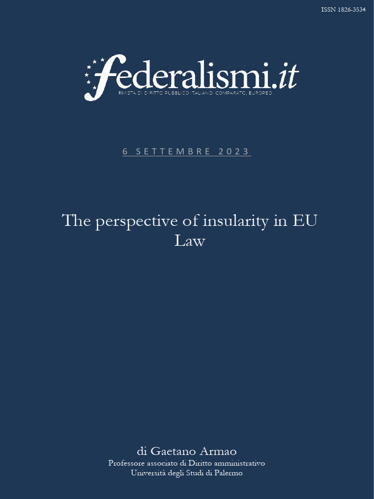 G. Armao The Perspective of Insularity in EU Law | PDF | Science ...