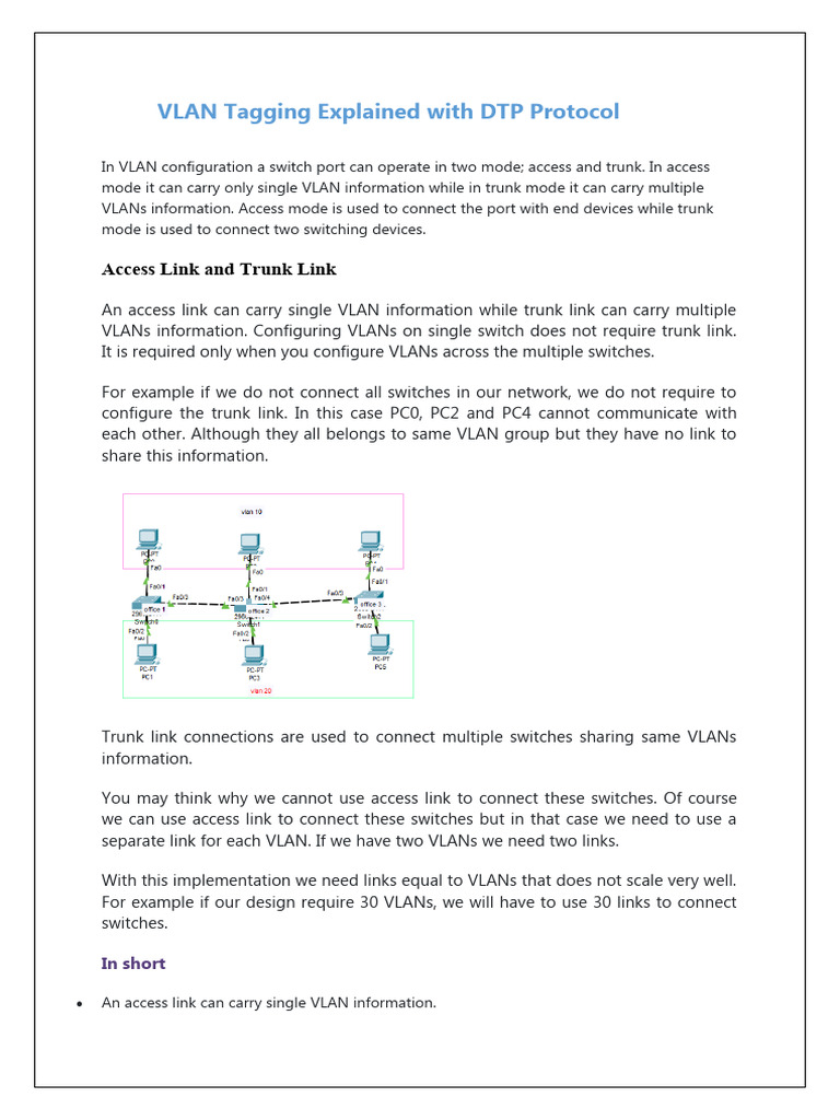 V-LAN Tagging With DTP Protocol | PDF | Network Switch | Telecommunications