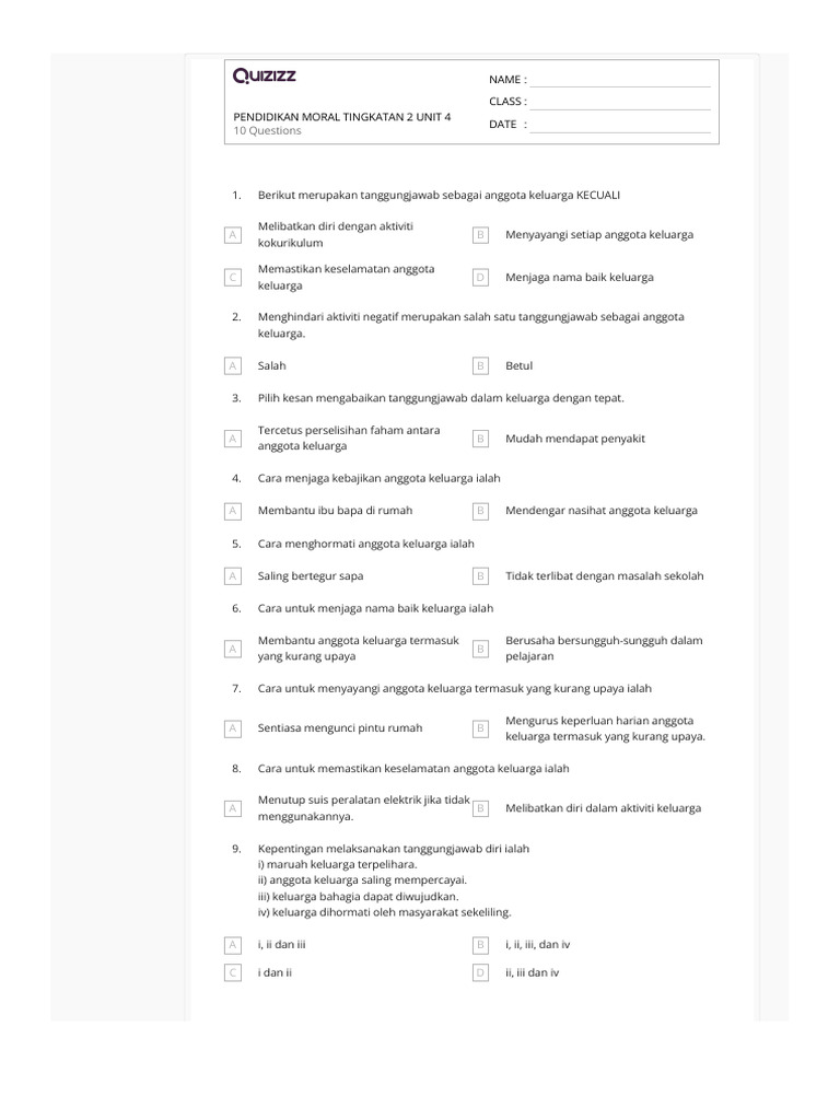 Pendidikan Moral Tingkatan 2 Unit 4 | PDF