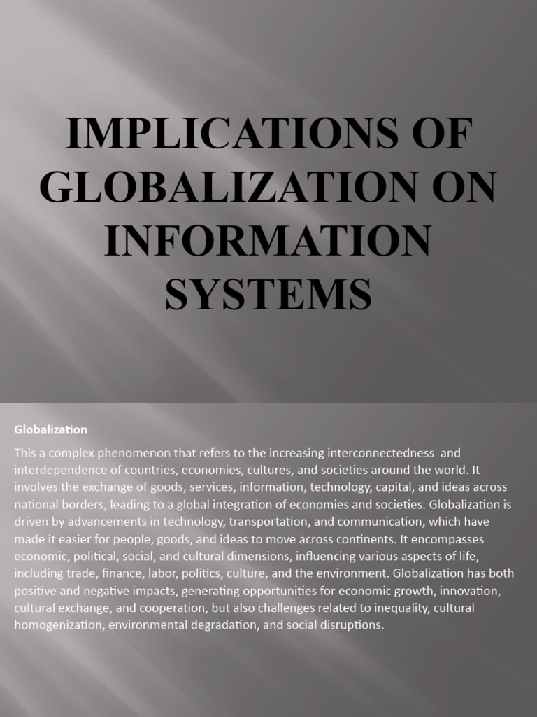 Implications of Globalization on Information Systems | PDF | Globalization | Innovation
