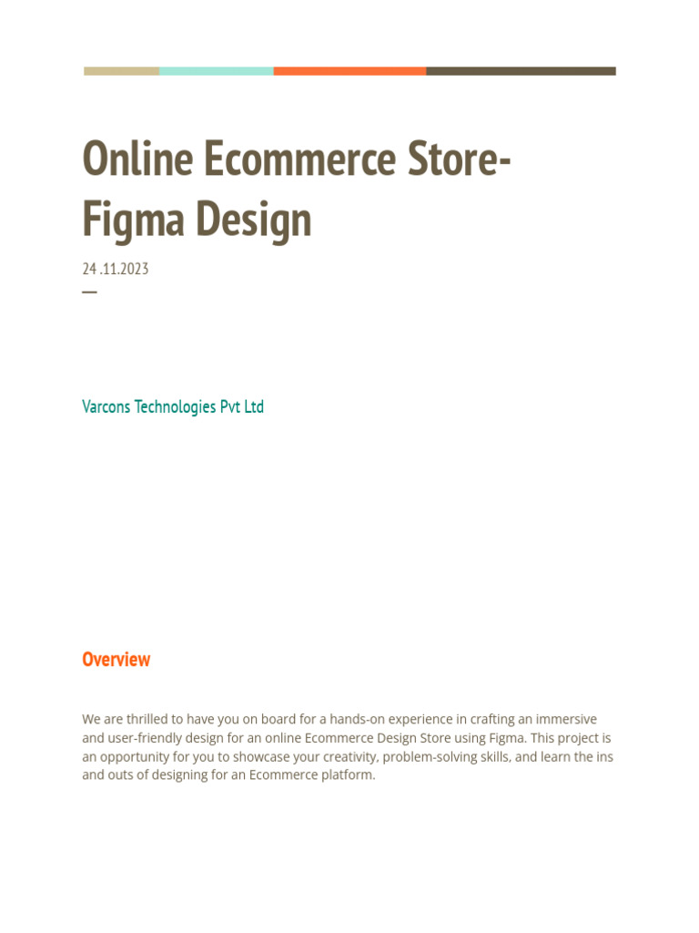 Online Ecommerce Store-Figma Design: Varcons Technologies PVT LTD | PDF