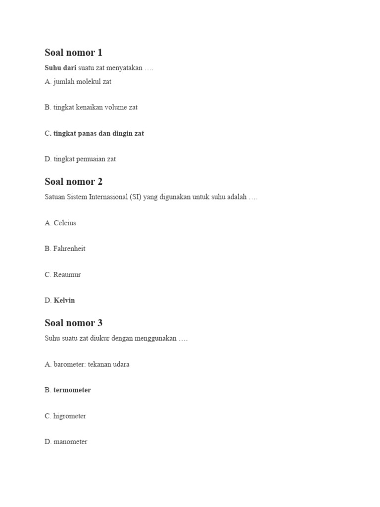 Latihan Soal Suhu | PDF