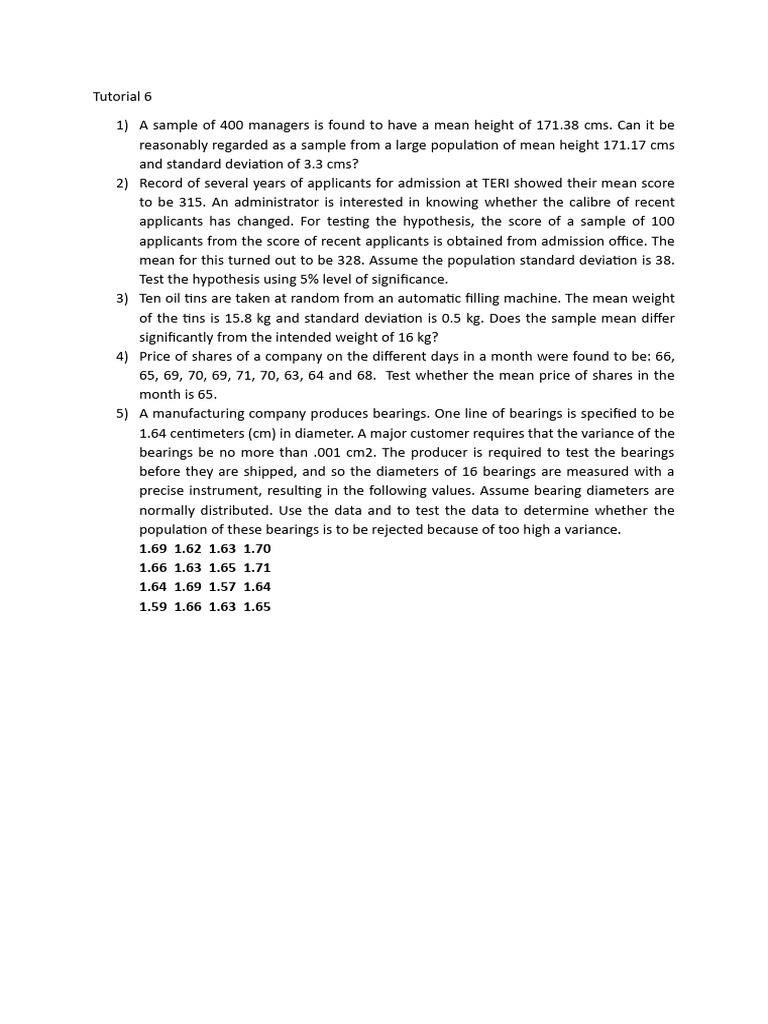 Tutorial 6 Hypothesis Testing Pdf