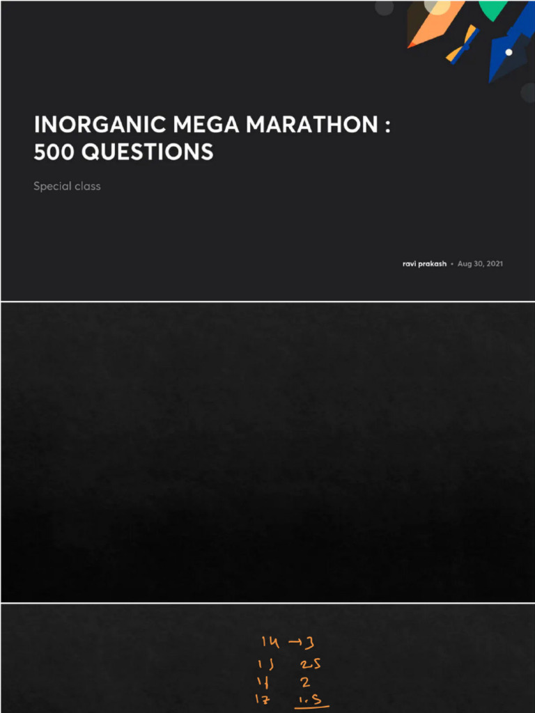 INORGANIC MEGA MARATHON 500 QUESTIONS With Anno | PDF