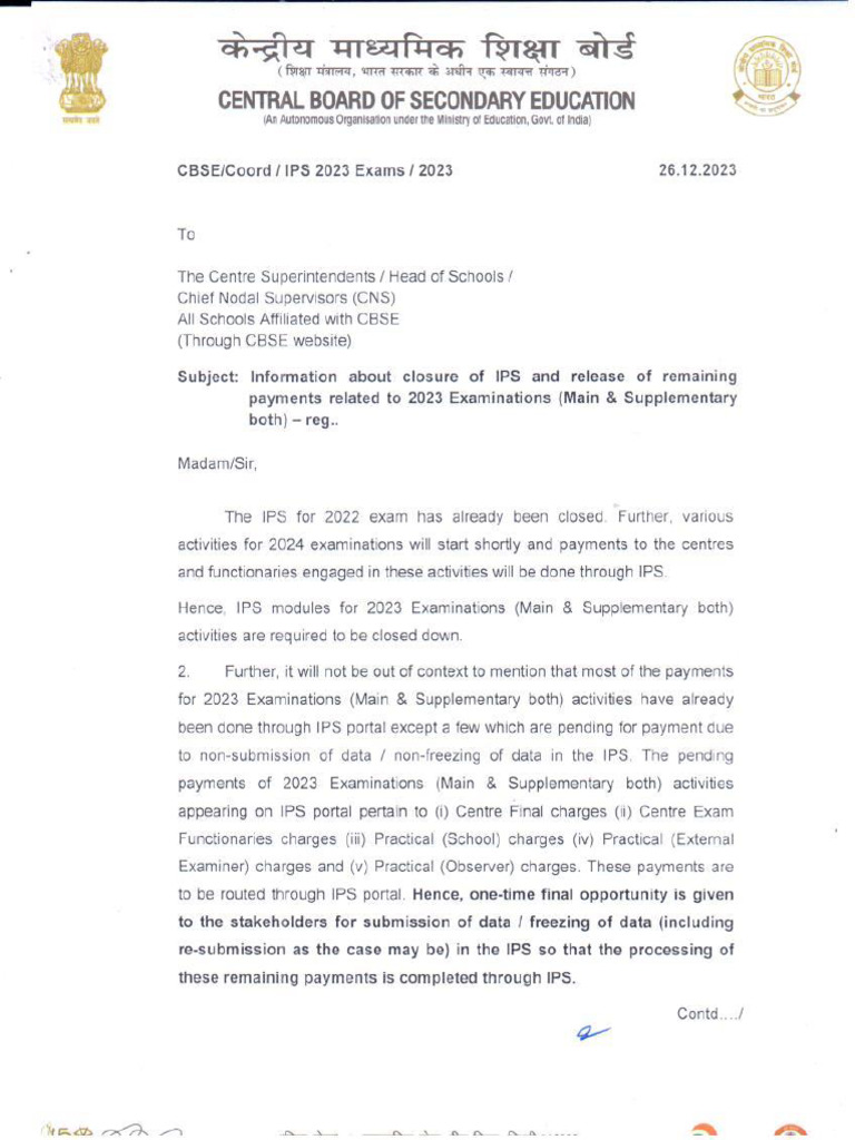 Information Closure IPS Release Remaining Payments Related 2023 ...