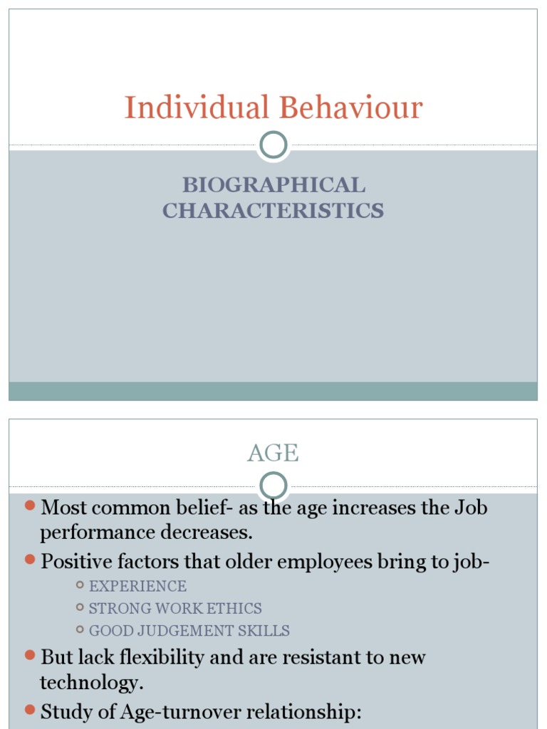 Individual Behaviour: Biographical Characteristics | PDF | Classical ...