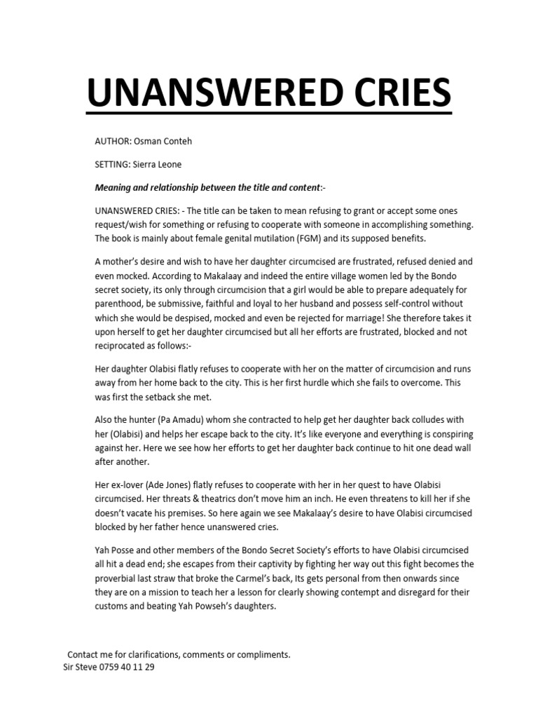 Unanswered Cries | PDF | Female Genital Mutilation | Social Psychology