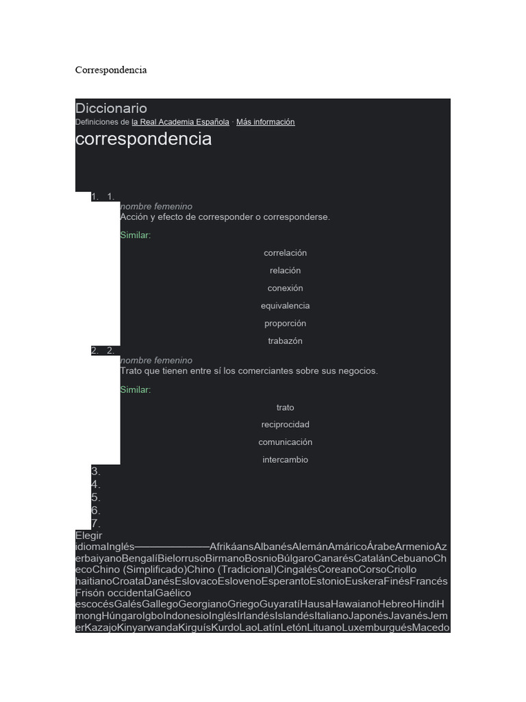 Correspondencia | PDF | Wikipedia | Diccionario