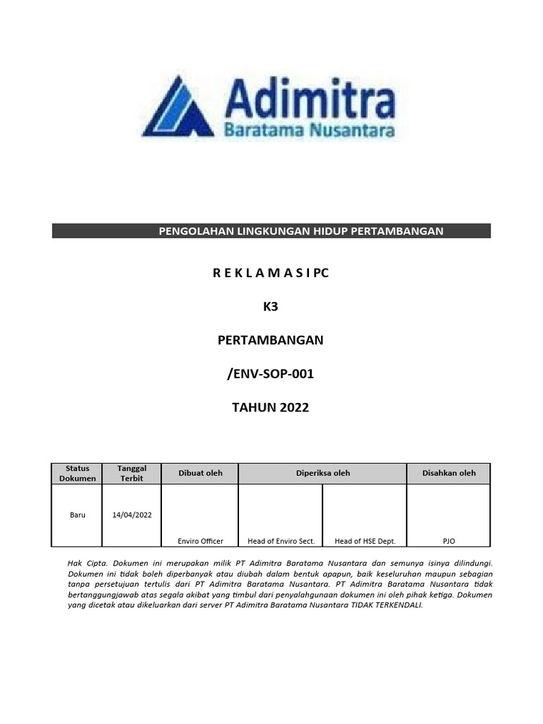 SK. 3.1 Program Pengelolaan Lingkungan Pertambangan | PDF