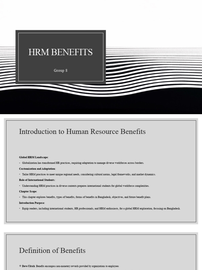 HRM Beneftis Slides | PDF | Employee Benefits | Human Resource Management