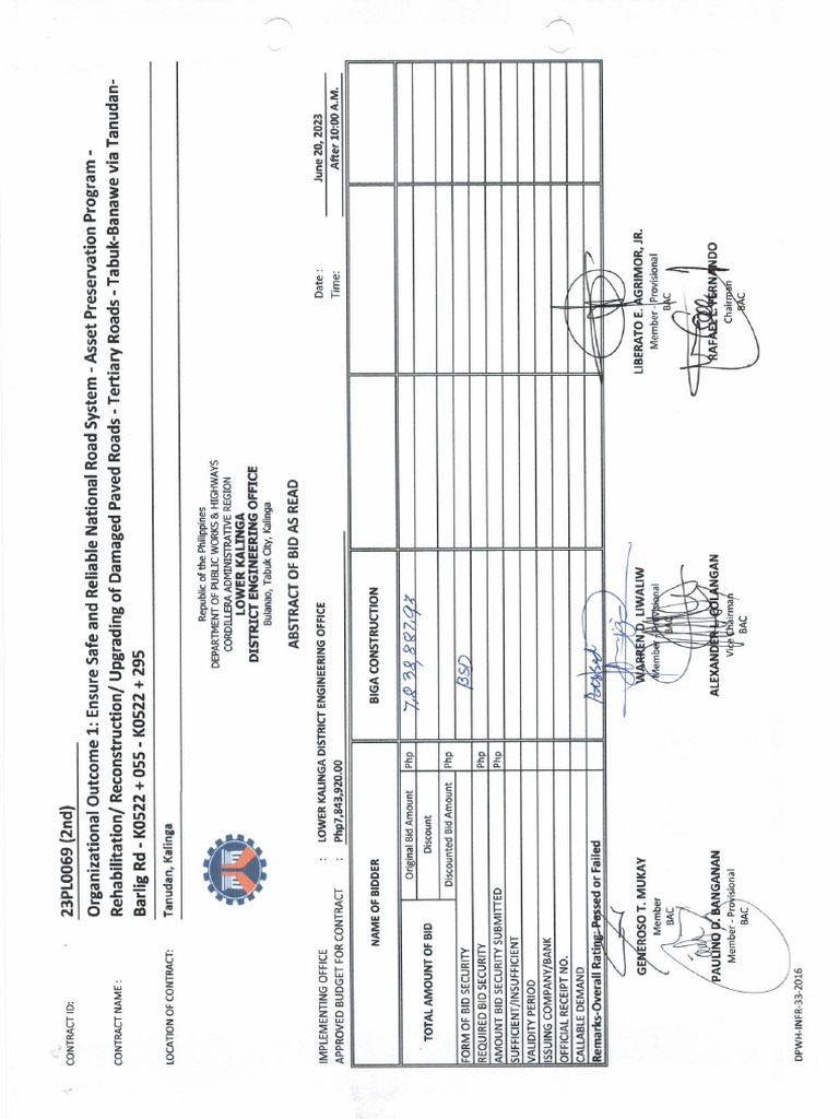 Abstract of Bid As Read - 0001 | PDF