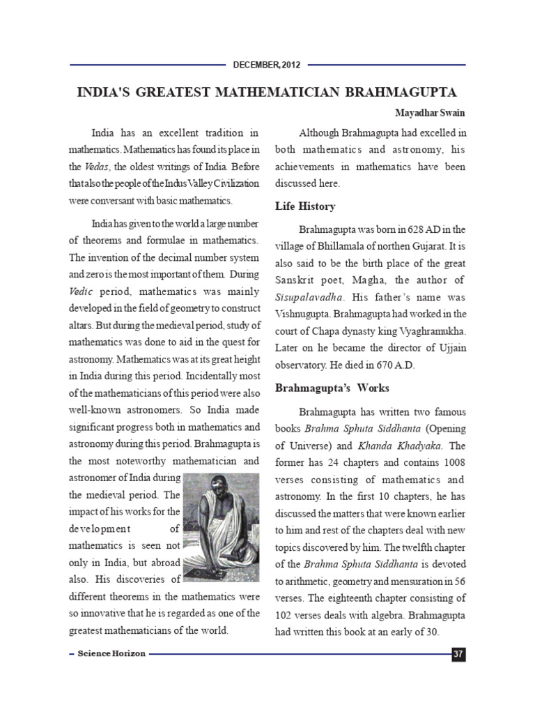 Brahmagupta: India's Mathematical Pioneer | PDF | Elementary ...