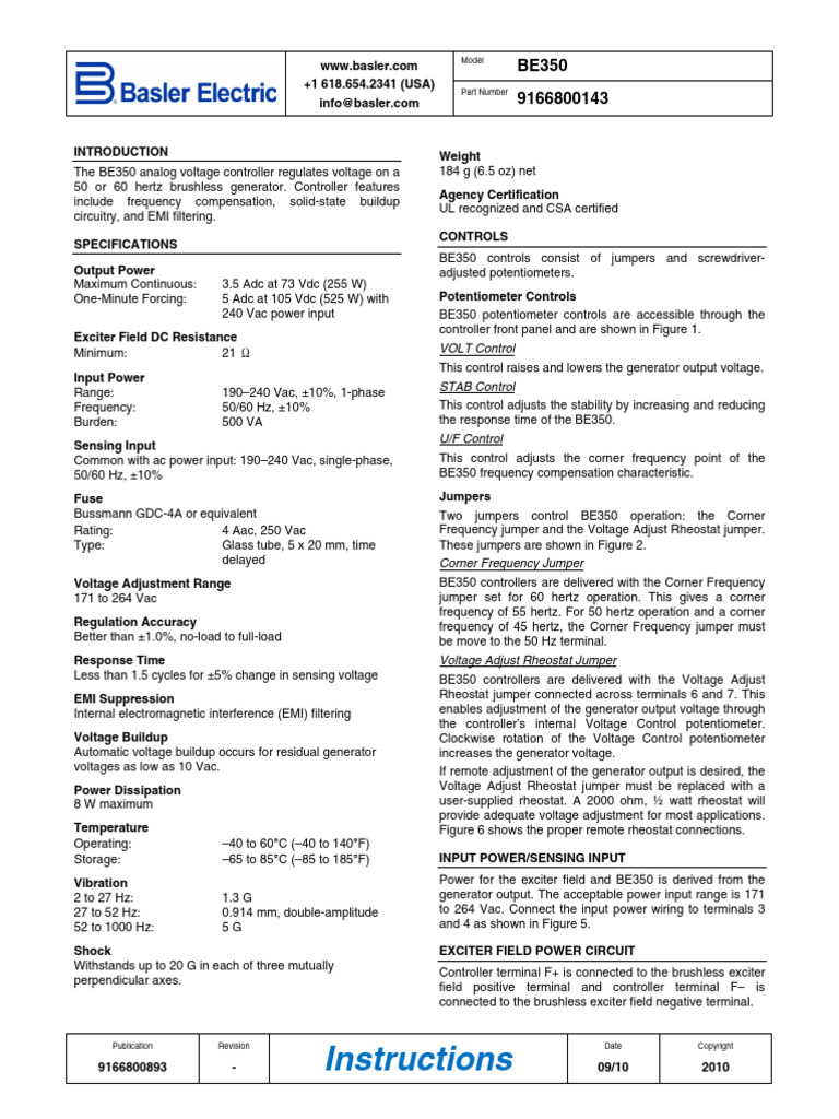 Instructions: VOLT Control STAB Control | PDF | Alternating Current ...