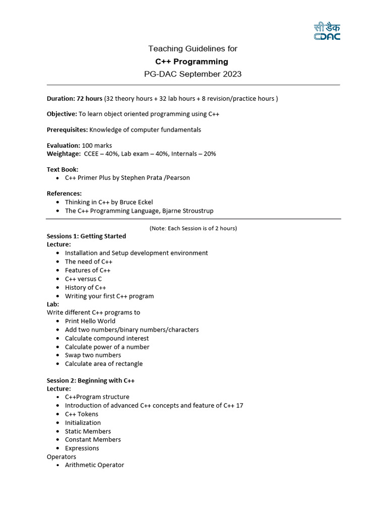 Cpp Programming Pdf C Class Computer Programming 7970