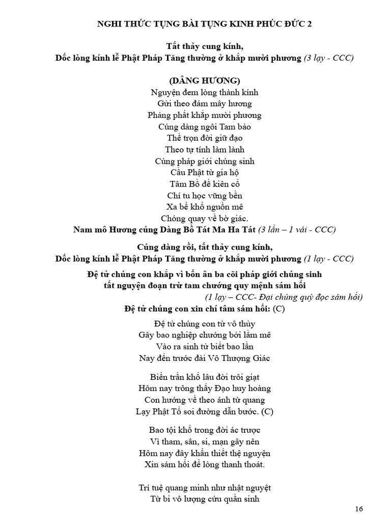 Nghi Thuc Tung Kinh Phuc Duc | PDF