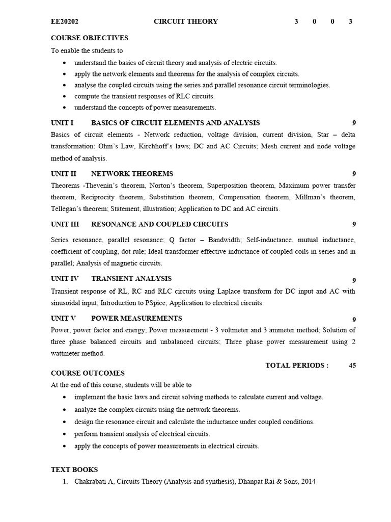 CT Syllabus | PDF | Electrical Network | Inductance
