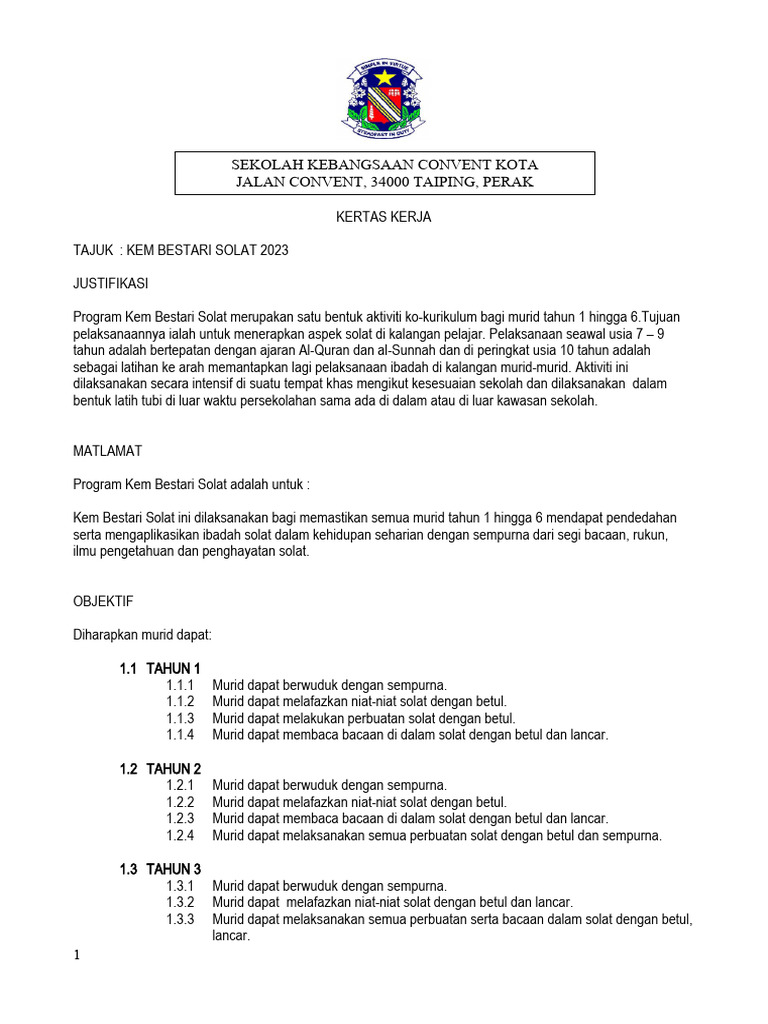 Kertas Kerja Kbs SKCK 2023 (PIBG) | PDF