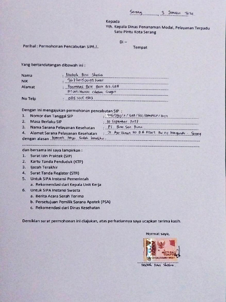 Form Permohonan Pencabutan Sipa | PDF