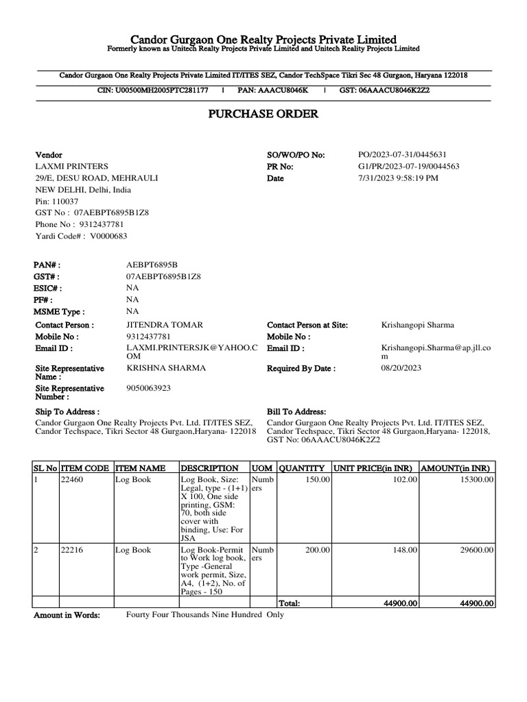 Po 2023-07-31 0445631 | PDF | Indemnity | Employment