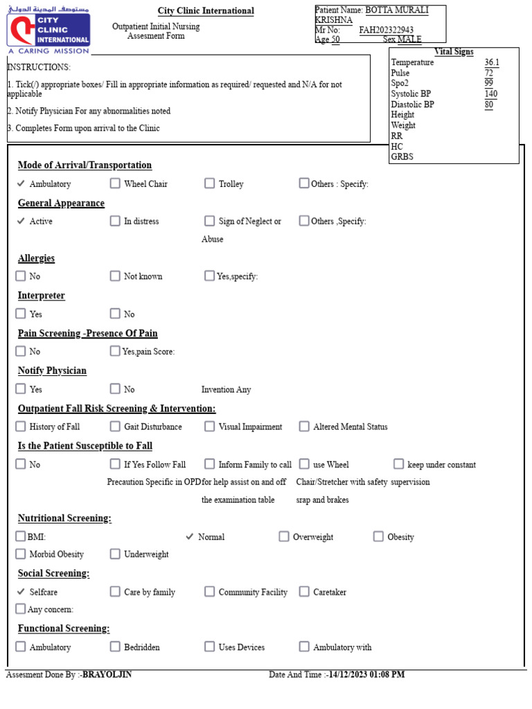 Assesment Print - PHP | PDF | Obesity | Patient
