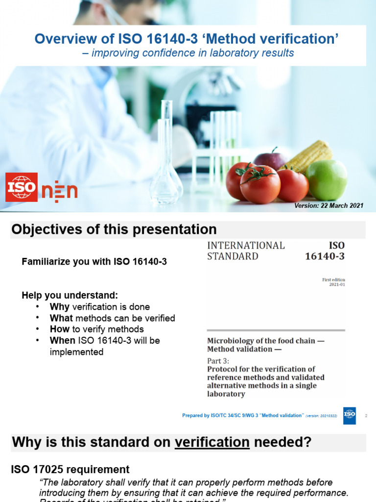 2) Presentation - Overview - ISO - 16140-3 - Method - Verification ...