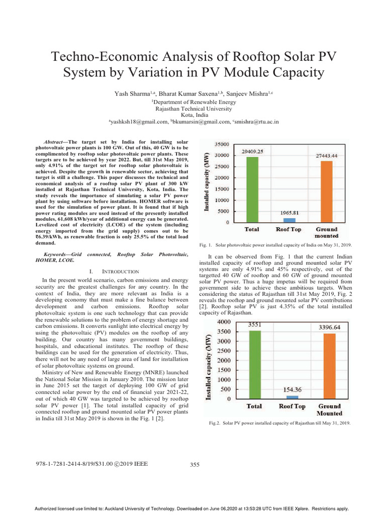 Techno-Economic Analysis of Rooftop Solar PV | PDF