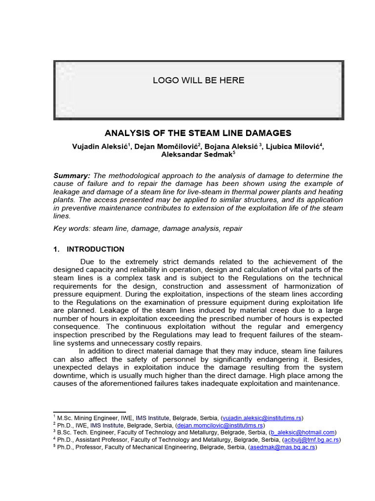 Analysis of The Steam Line Damages | PDF | Pipe (Fluid Conveyance ...