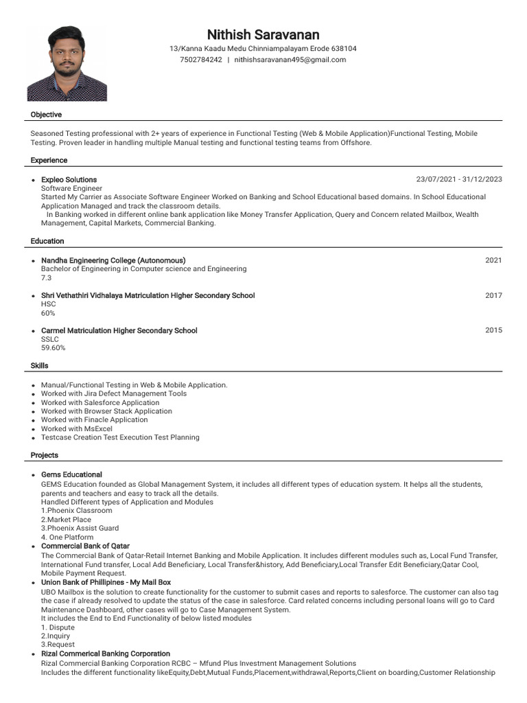 Nithish Saravanan: 13/kanna Kaadu Medu Chinniampalayam Erode 638104 | PDF