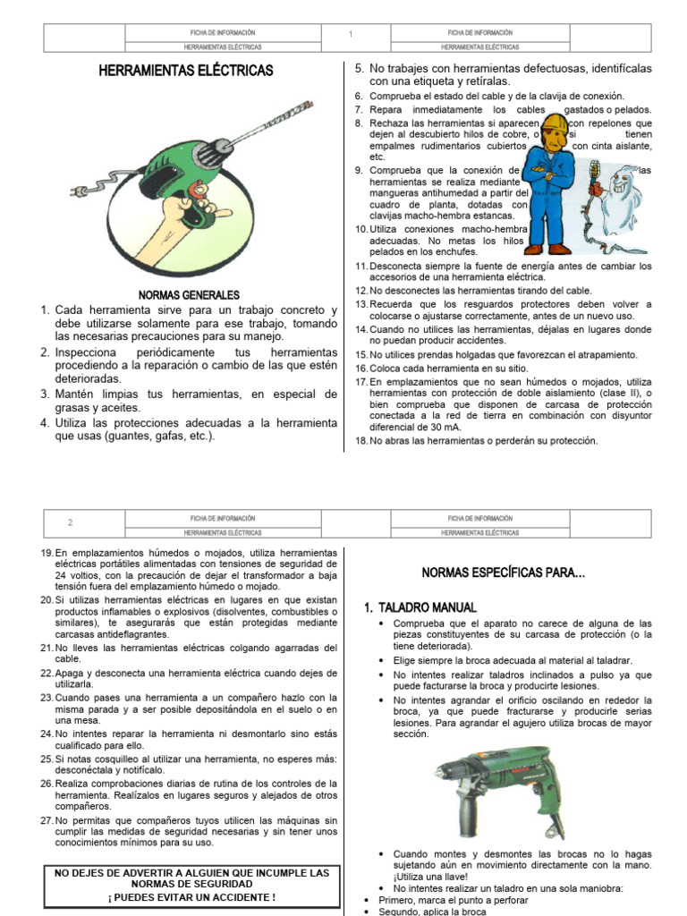 10 Herramientas Eléctricas | PDF | Perforar | Equipo