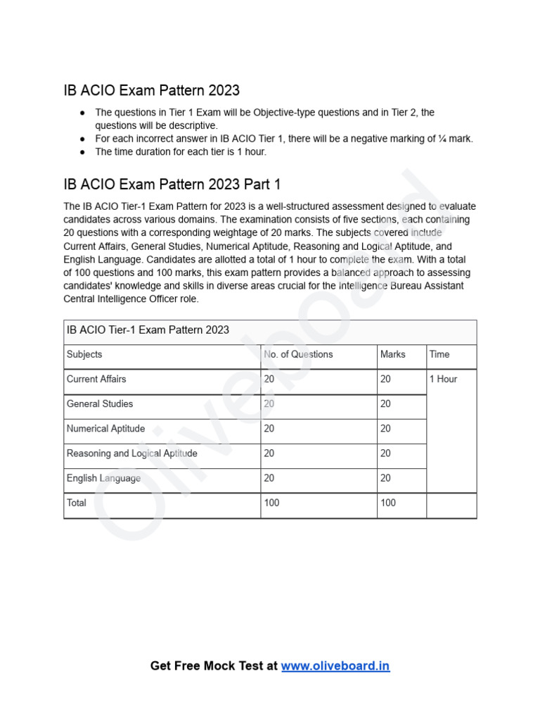 IB ACIO Syllabus PDF 2023 and Exam Pettern | PDF | Geometry | Mathematics