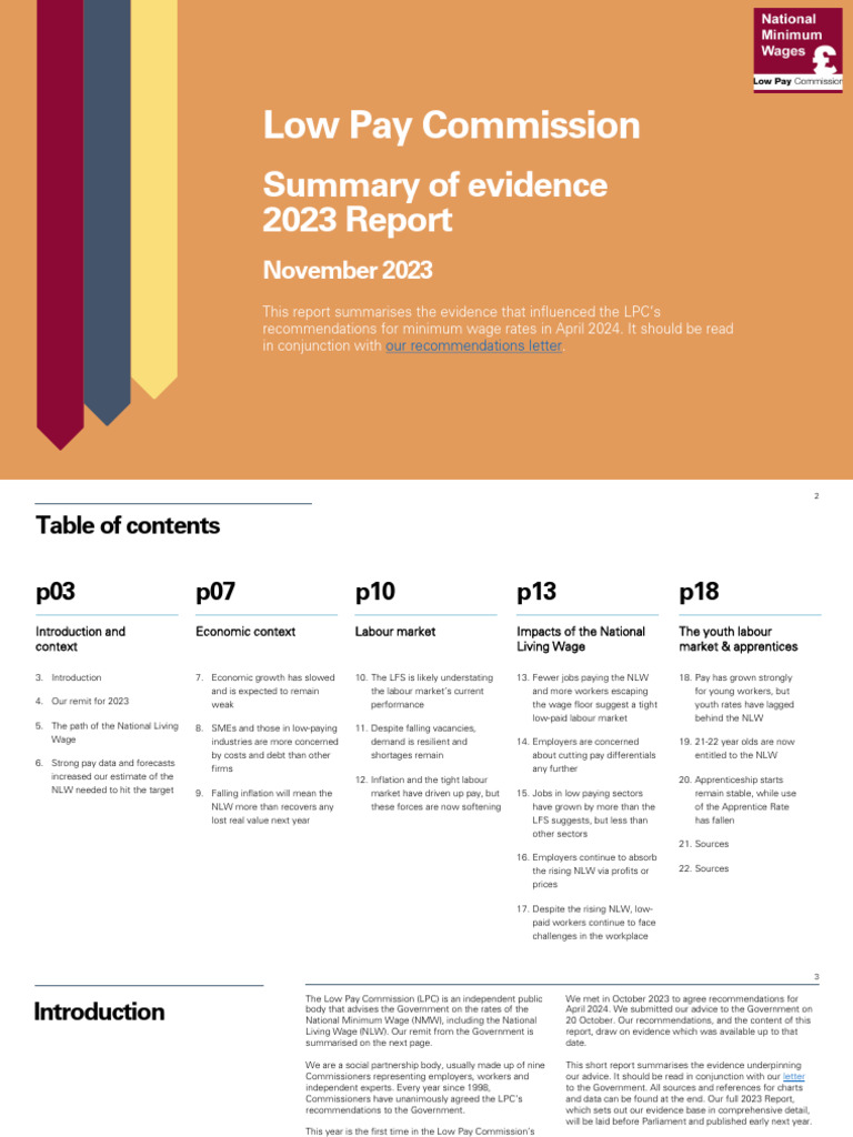 LPC 2023 Summary of Evidence | PDF | Cost Of Living | Living Wage