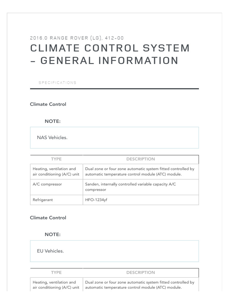 Climate Control System - General Information | PDF | Air Conditioning ...